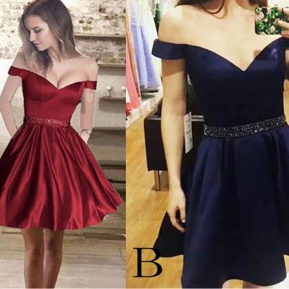 A Line Off Shoulder Homecoming Gown,sexy Homecoming Dress,satin Short ...