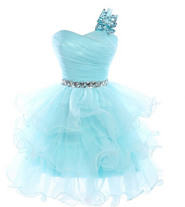 One Shoulder Organza Beading Homecoming Dress,prom Dress,graduation ...