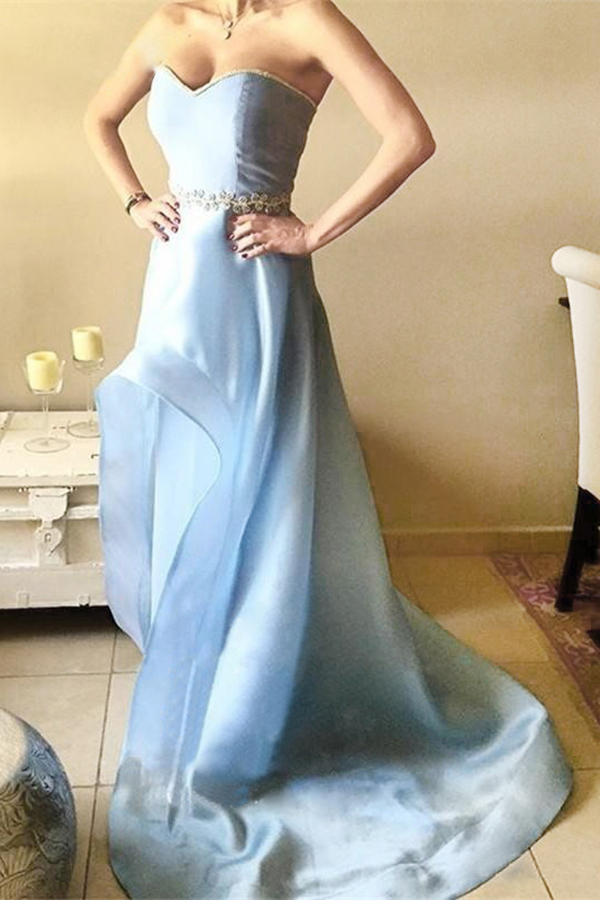 Light Blue Prom Dress,asymmetry Sweetheart Prom Dresses,organza Prom ...