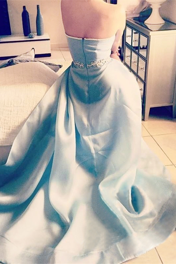 Light Blue Prom Dress,asymmetry Sweetheart Prom Dresses,organza Prom ...