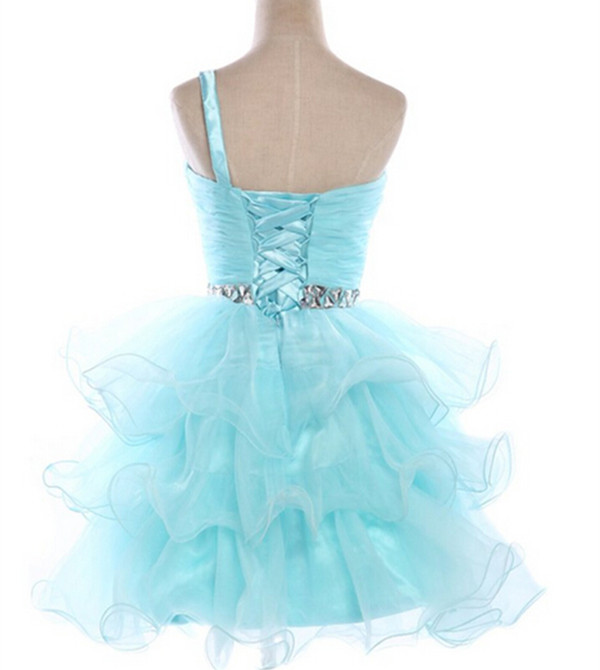 One Shoulder Organza Beading Homecoming Dress,prom Dress,graduation ...